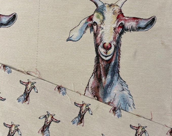 Goat Fabric Panel / Colourful Cotton-rich Natural Linen Look - Etsy UK