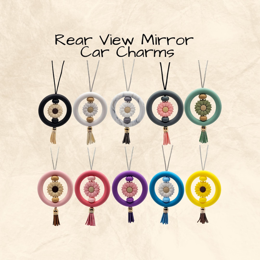 Car Charms Rearview Mirror Car Charm Hanging Keychains Silicone Beaded ...