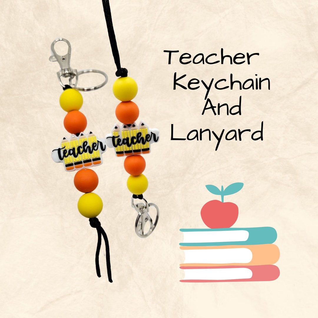 Teacher Lanyard ID Holder and Teacher Pencil Keychain ID Badge Holder ...