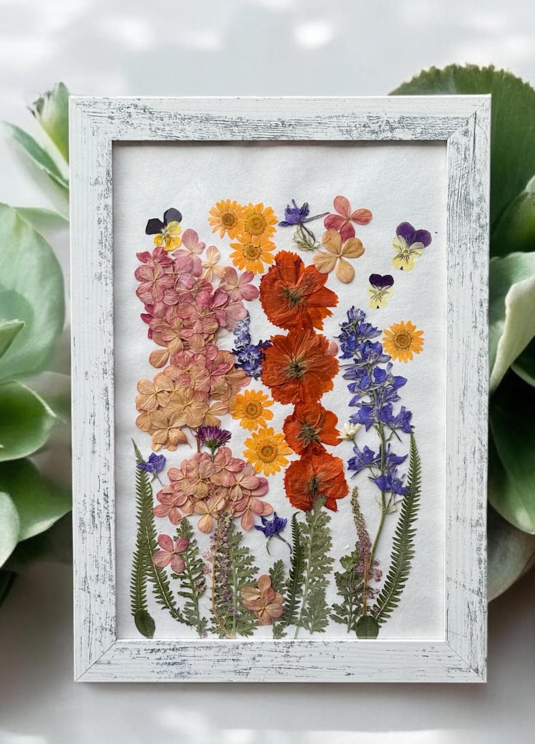 Pressed Flower Art, Handmade, Dried Flower Frame, Dried Flower Art ...