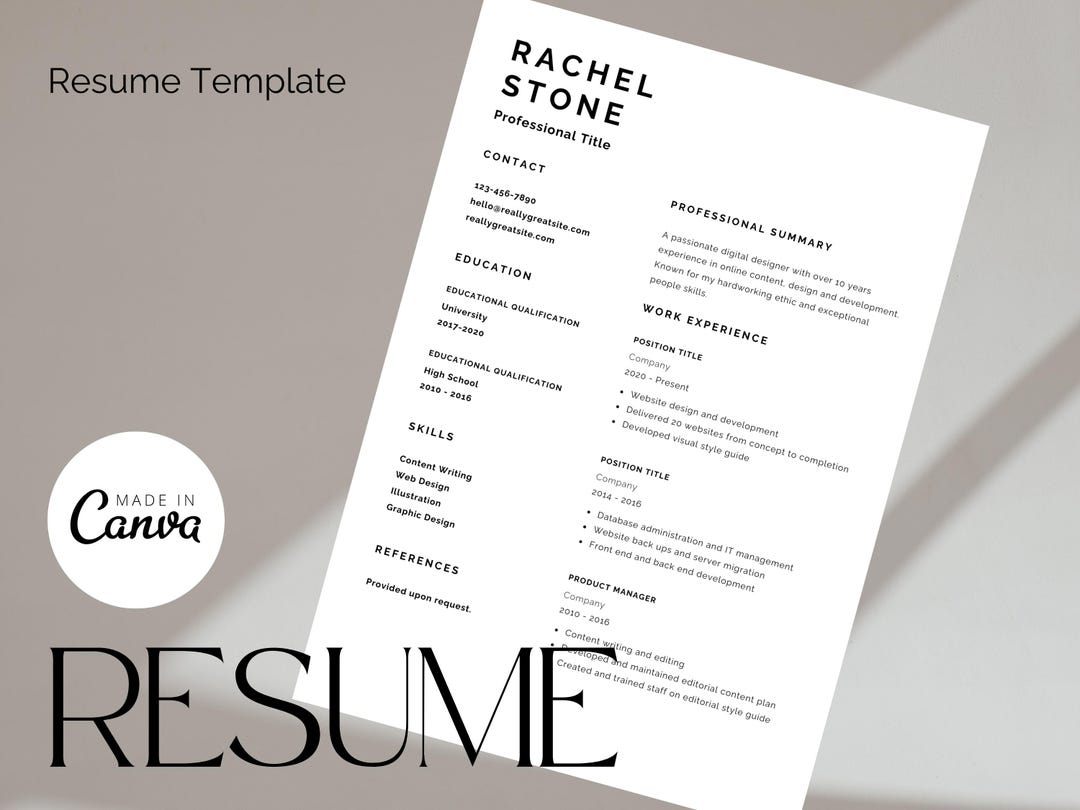 Professional 2026 Resume Template for Canva Resume Template 2026 ...