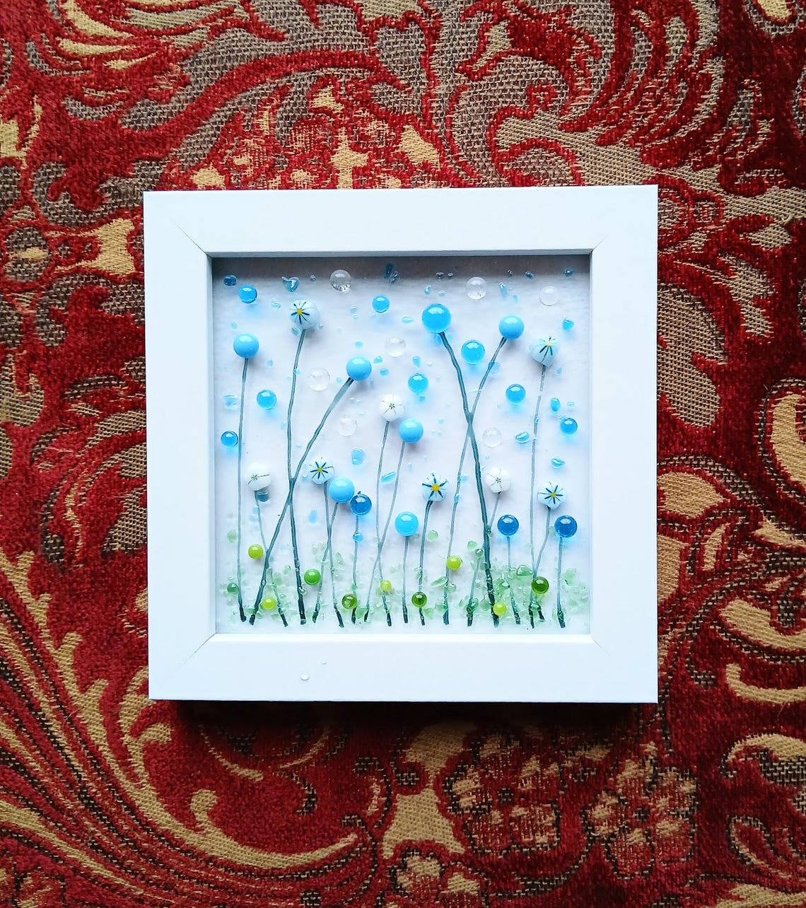 Fused Glass Framed Turquoise Garden - Etsy