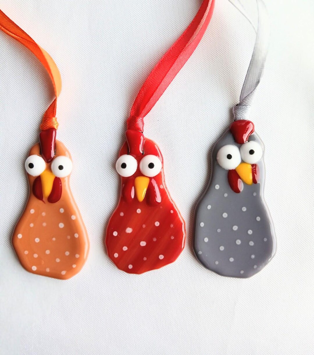 Fused Glass Chicken Ornament - Etsy