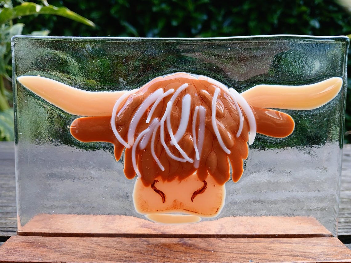 Fused Glass Highland Cow - Etsy