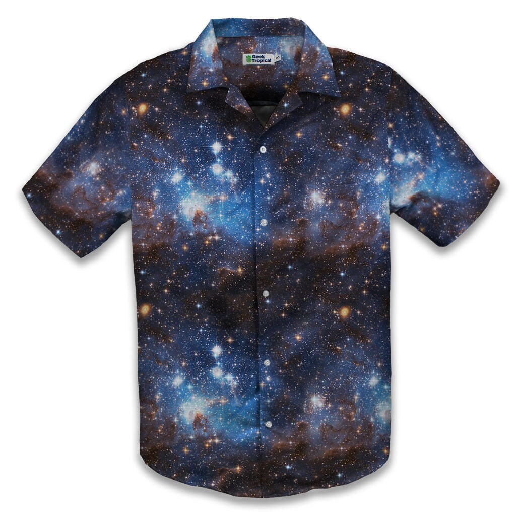 Blue Brown Galaxy Space Button Up Shirt | Astronaut Shirt, Outer Space ...