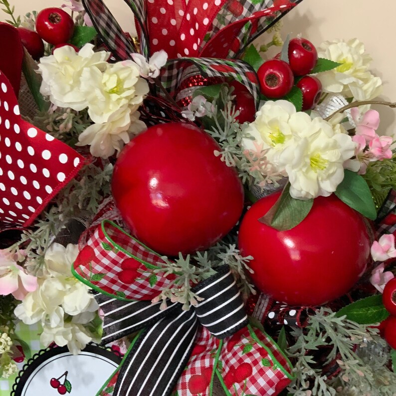 Cherry Wreath, Cherry Blossom Wreath, Spring Home Decor, Floral Home ...