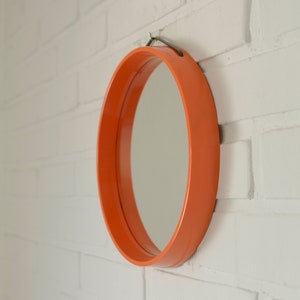 Orange Wall Mirror / Space Age / Made in Denmark 1970's / Vintage Round ...