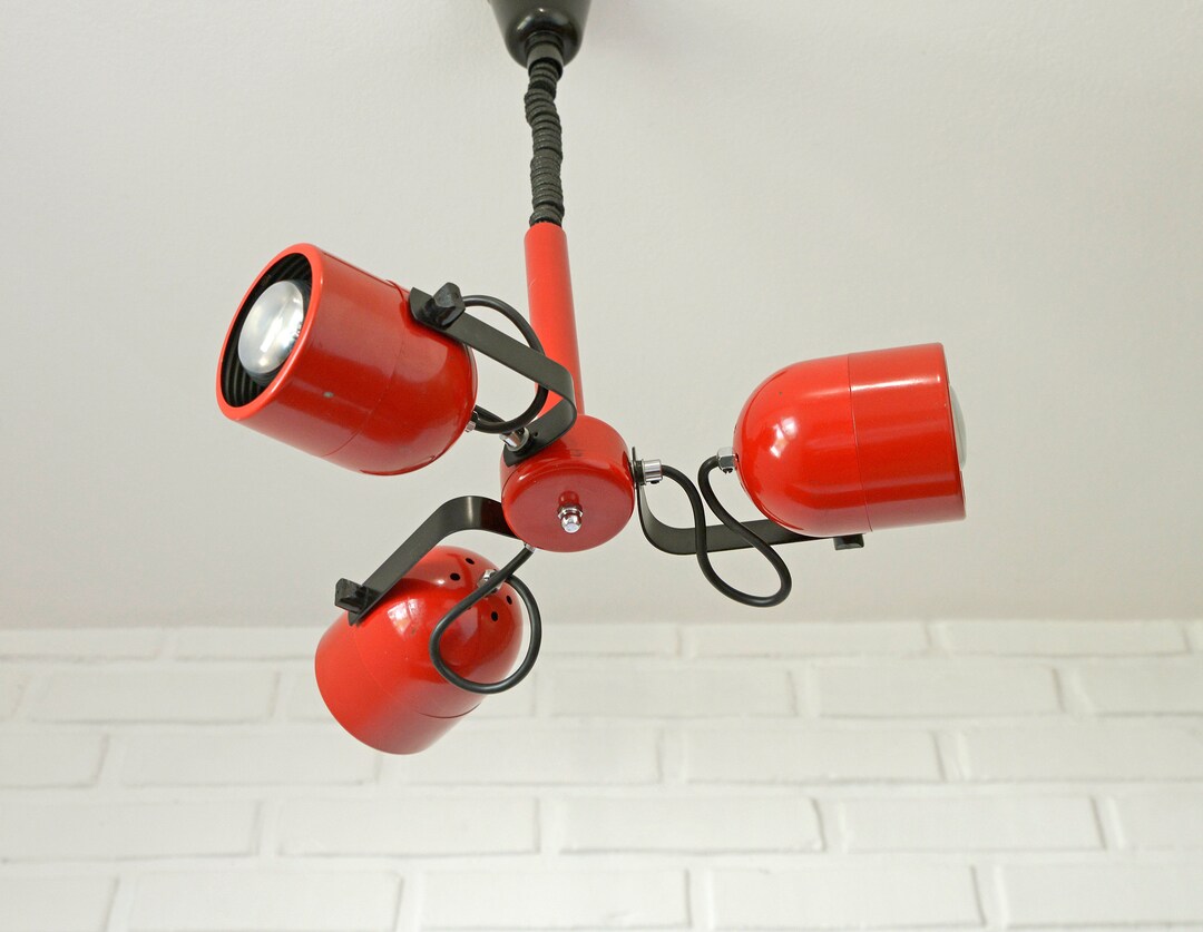 Vintage Red Pendant Light / Original Retro Lamp / Yugoslavia 1980's ...