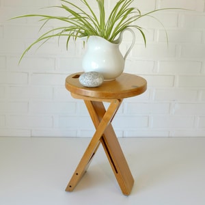 Roger Tallon Style / TS Folding Stool / Vintage Wooden Foldable Stool ...