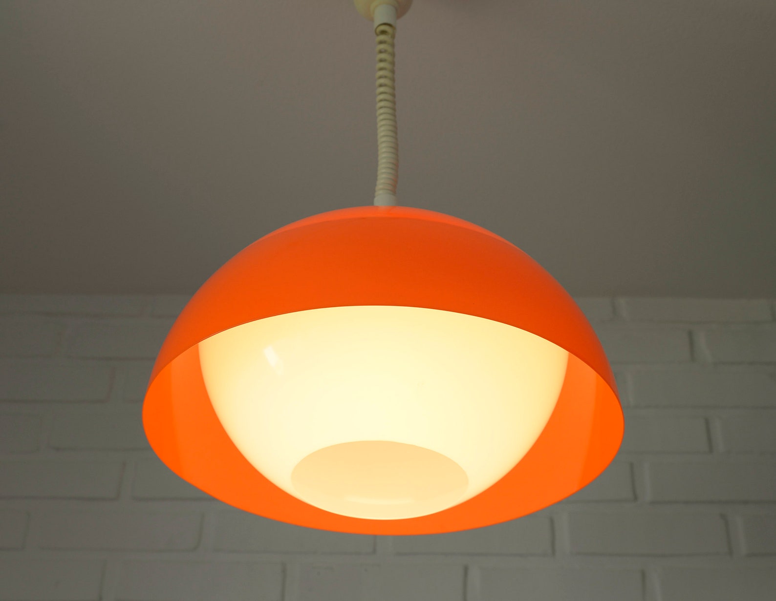 Amazing Vintage Orange Pendant Light / Mid Century Modern / | Etsy