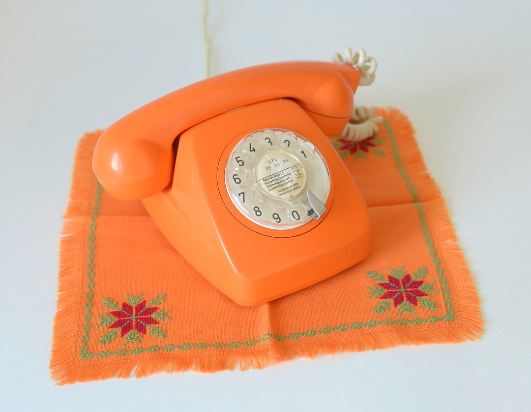 Vintage Rotary Telephone / Retro Orange Office Decor / Y2K Interior ...