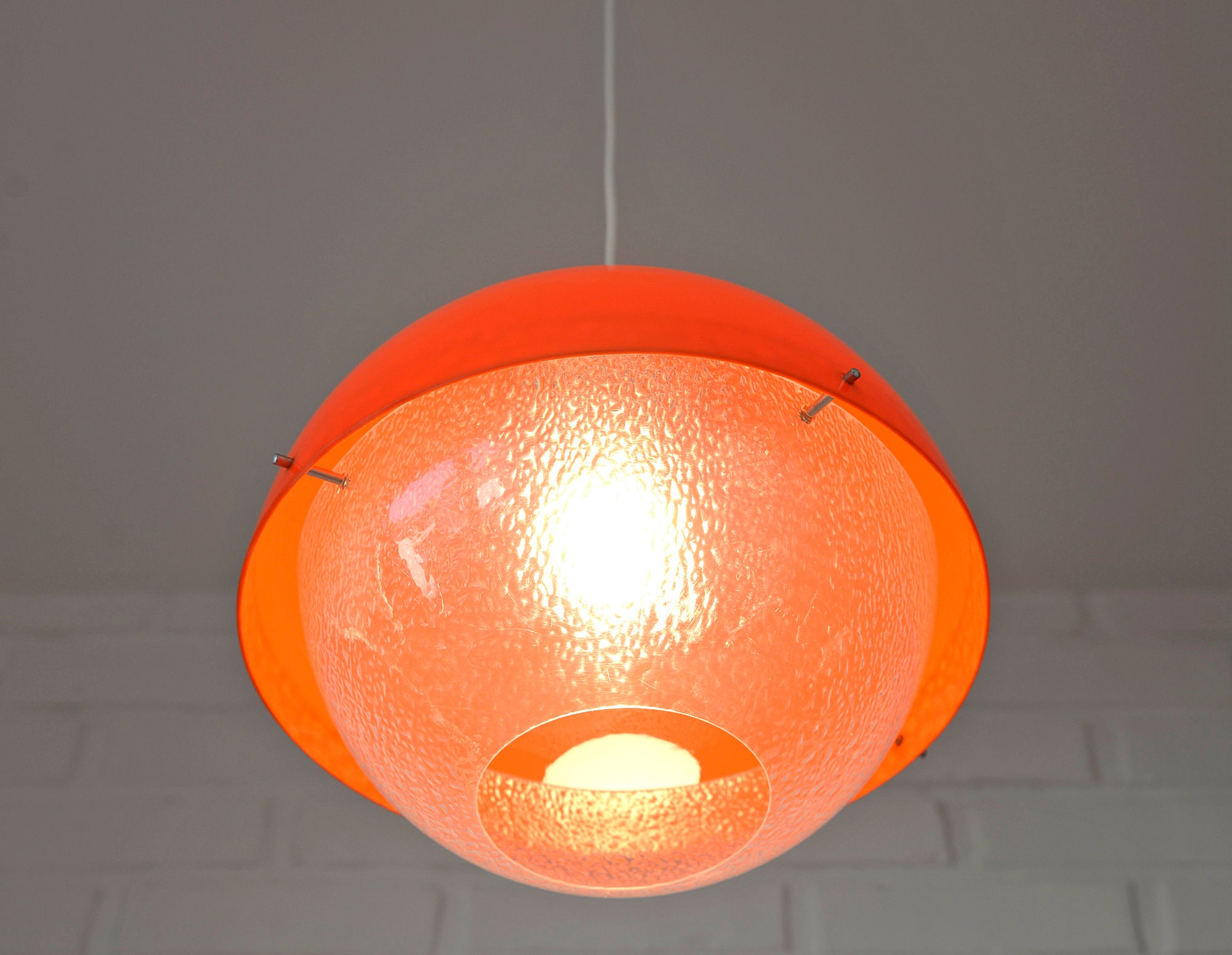 Vintage Orange Ceiling Light / Space Age / Plastic Chandelier - Etsy