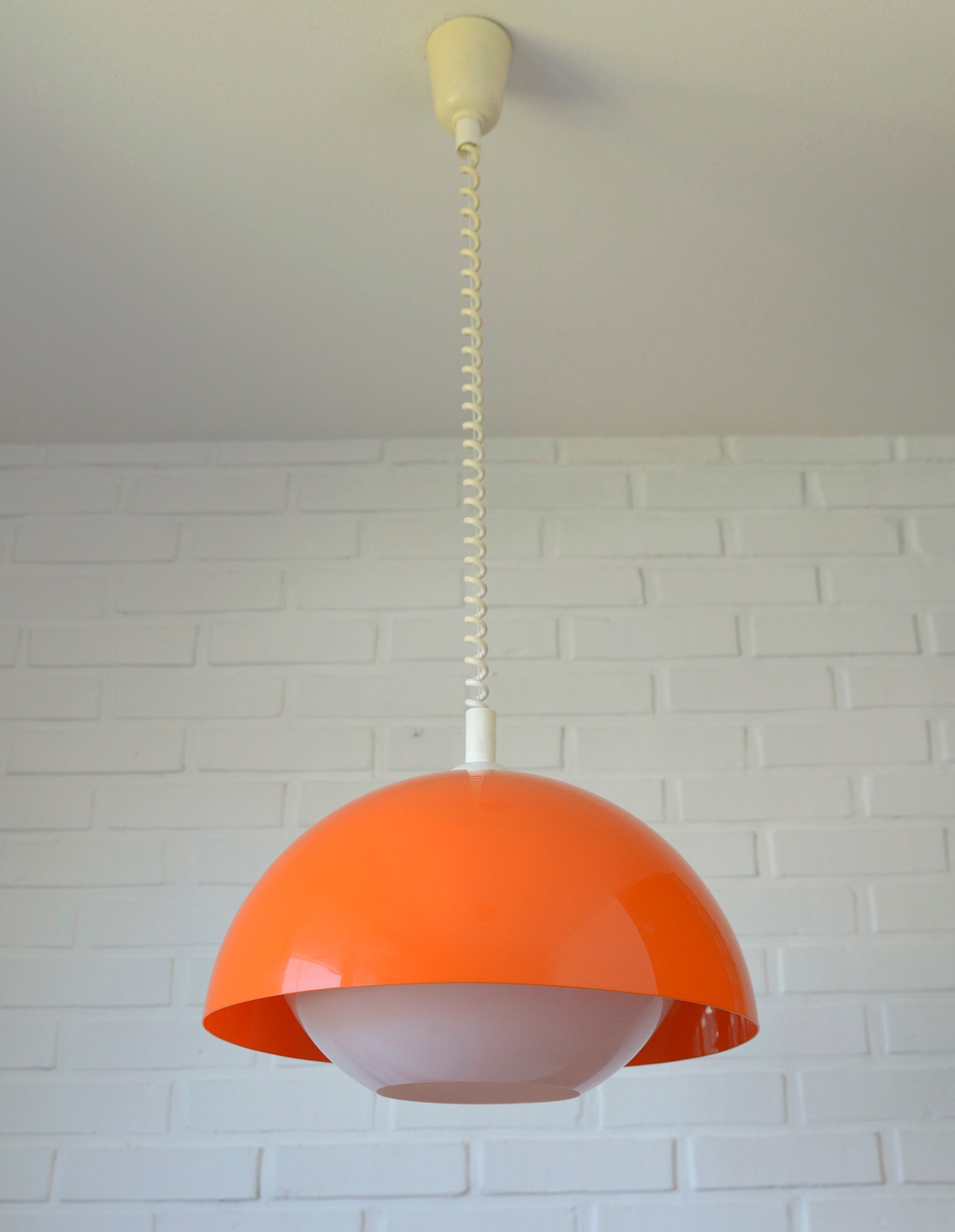 Amazing Vintage Orange Pendant Light / Mid Century Modern / | Etsy