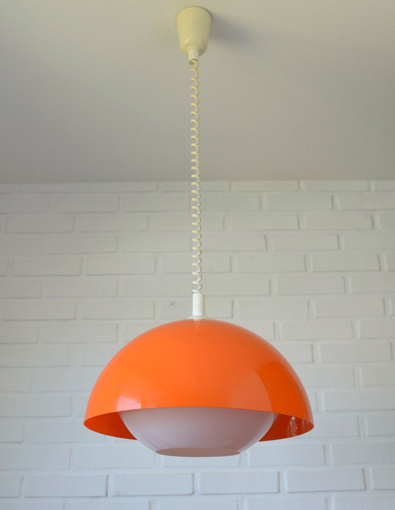 Amazing Vintage Orange Pendant Light / Mid Century Modern / - Etsy UK