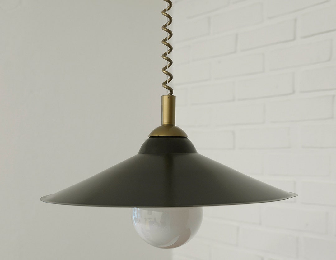 Vintage Trumpet / Black Pendant Lamp / MCM Ceiling Light / Mid Century ...