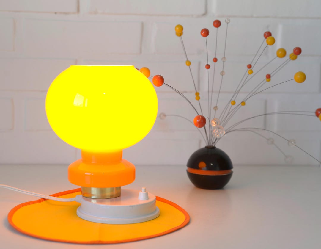 Vintage Orange Retro Lamp / Mid Century Modern / Table Light / Bedside ...