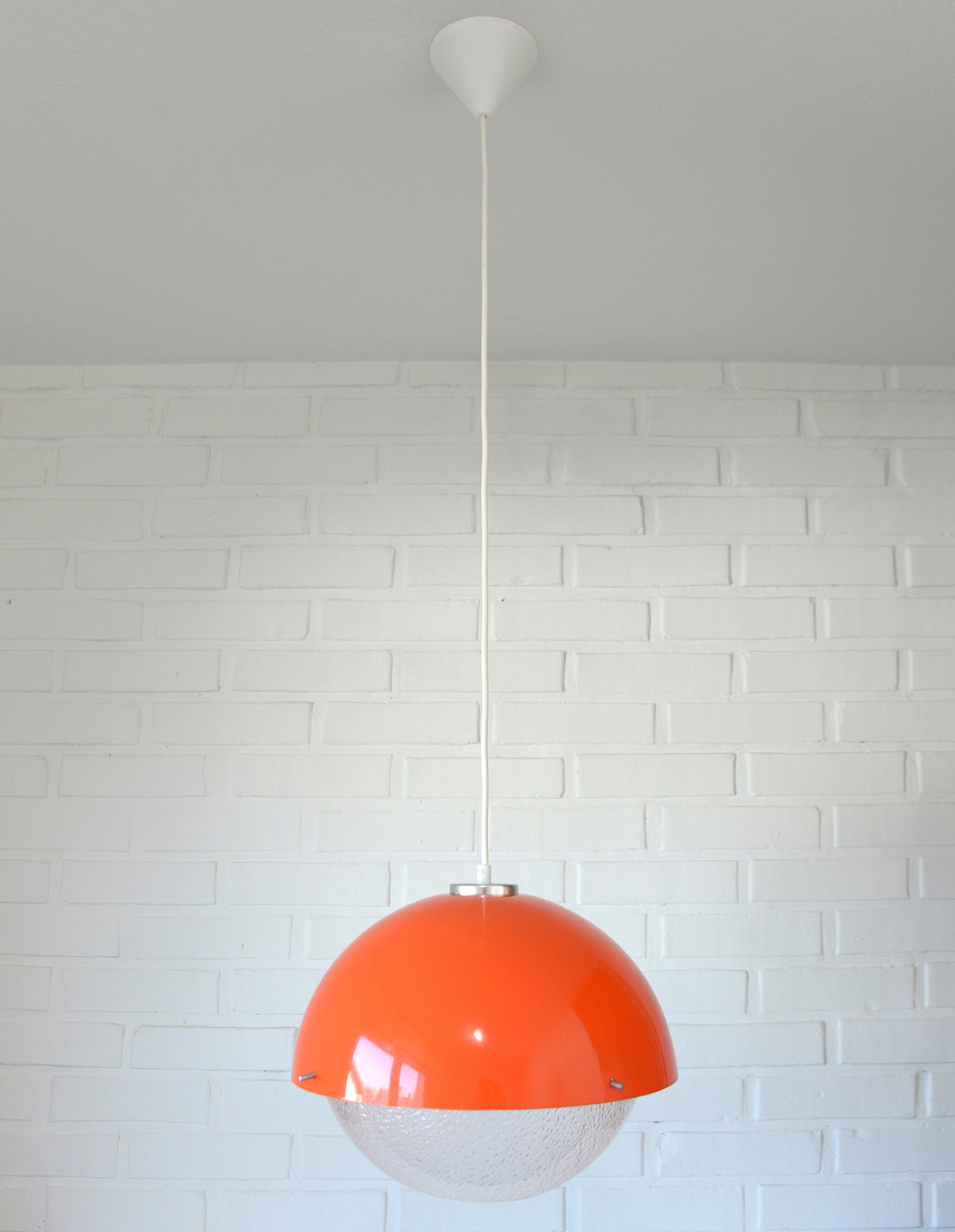 Vintage Orange Ceiling Light / Space Age / Plastic Chandelier ...