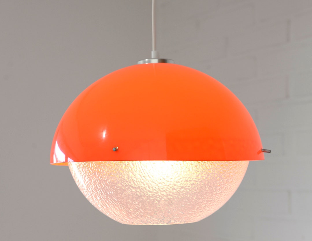 Vintage Orange Ceiling Light / Space Age / Plastic Chandelier ...