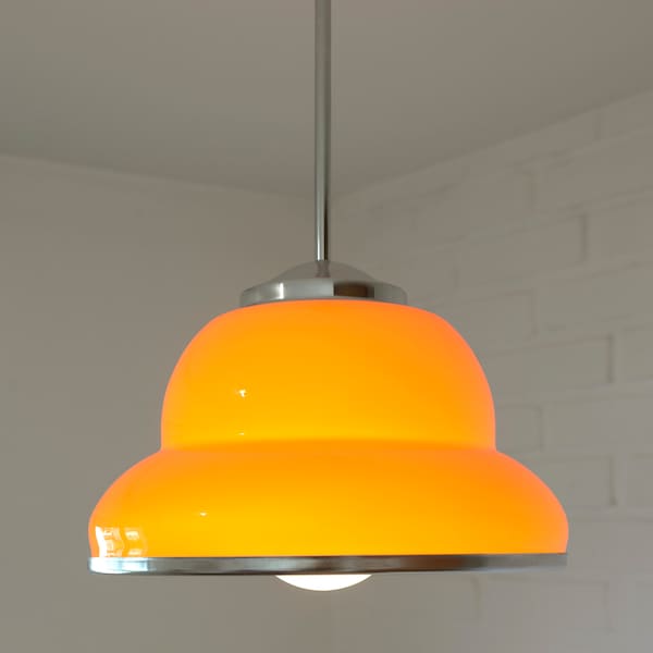 Orange Glass Retro Pendant Light - Etsy UK
