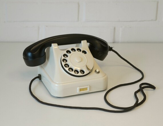 Vintage Bakelite Rotary Phone / Retro White and Black Office | Etsy