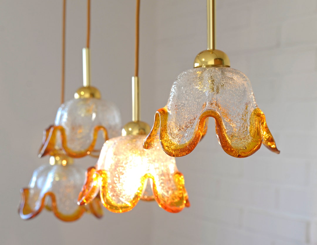 Vintage Hanging Lamp / Set of 4 / Ceiling Light / Murano Glass ...