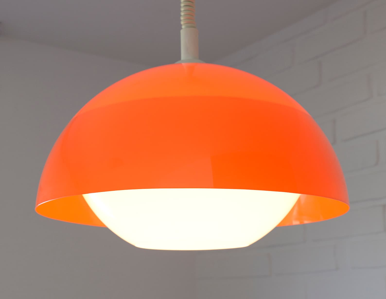 Amazing Vintage Orange Pendant Light / Mid Century Modern / - Etsy UK