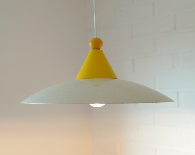 Vintage Yellow Pendant Light / Minimalist Pop Art Design / Mid - Etsy