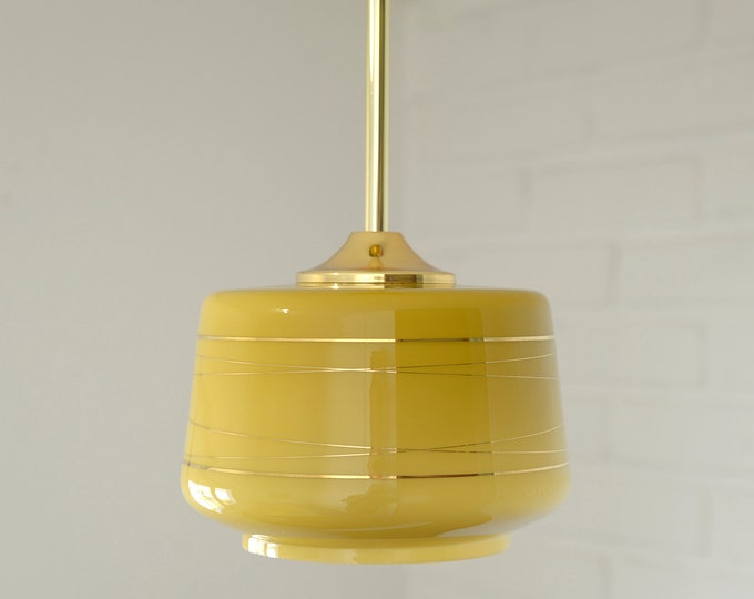 Vintage Mustard Yellow Pendant Light / Retro Kitchen 50's / Mid Century ...