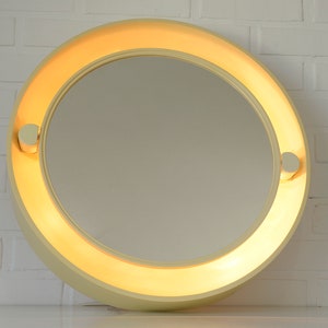 Vintage Space Age Illuminated Mirror: MCM White Round Vanity Mirror - Etsy