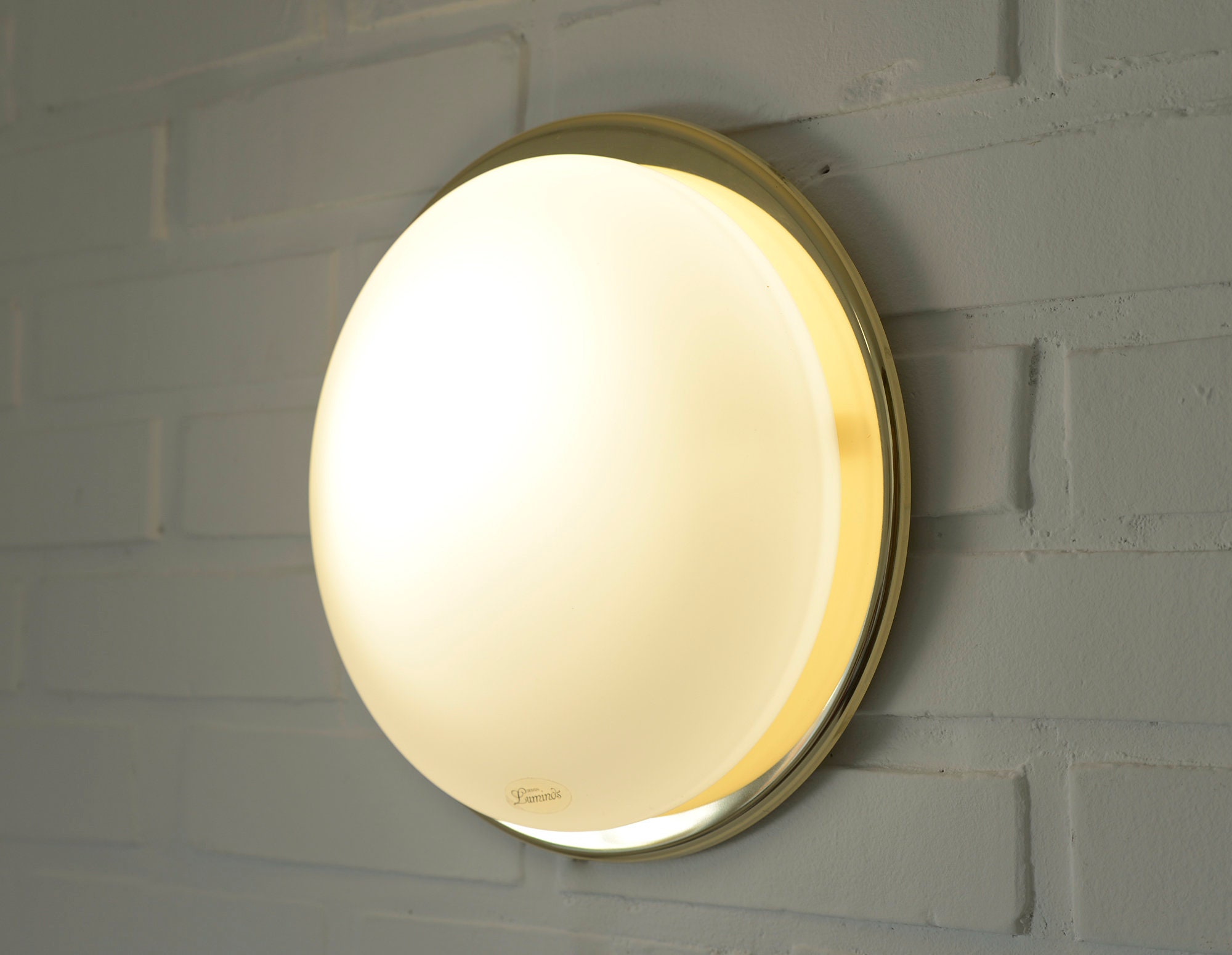 Large Vintage Sconce Lamp / Milk White Glass Wall Lights / Round Flush ...
