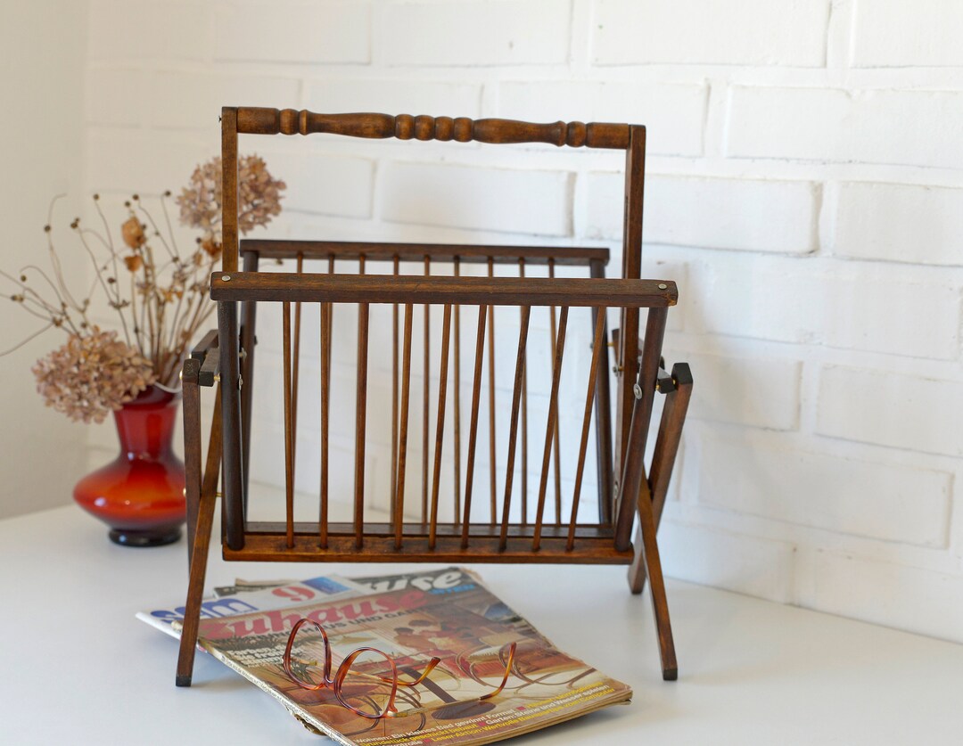 Newspaper Stand / Vintage Magazine Holder / Mid Century Storage ...