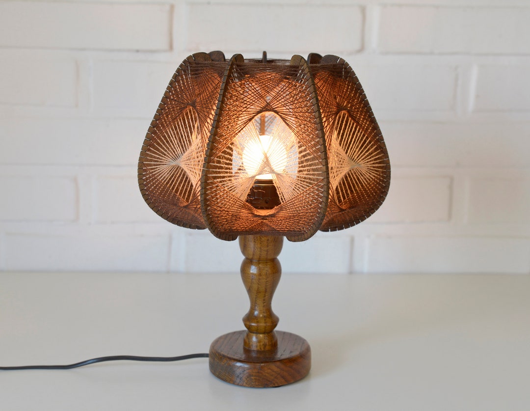 Vintage Wooden Boho Lamp / Paul Secon Style Light Fixture / Mid Century ...