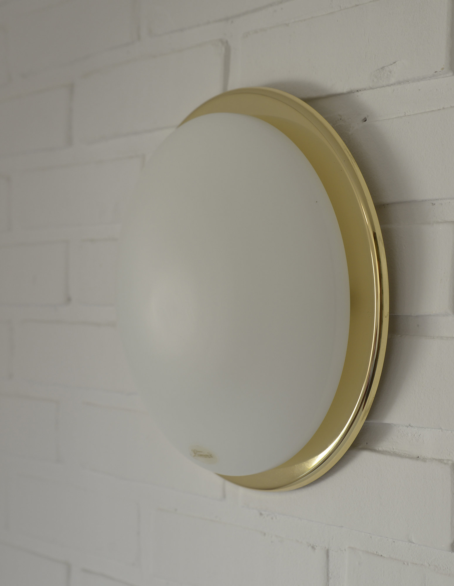 Large Vintage Sconce Lamp / Milk White Glass Wall Lights / Round Flush ...