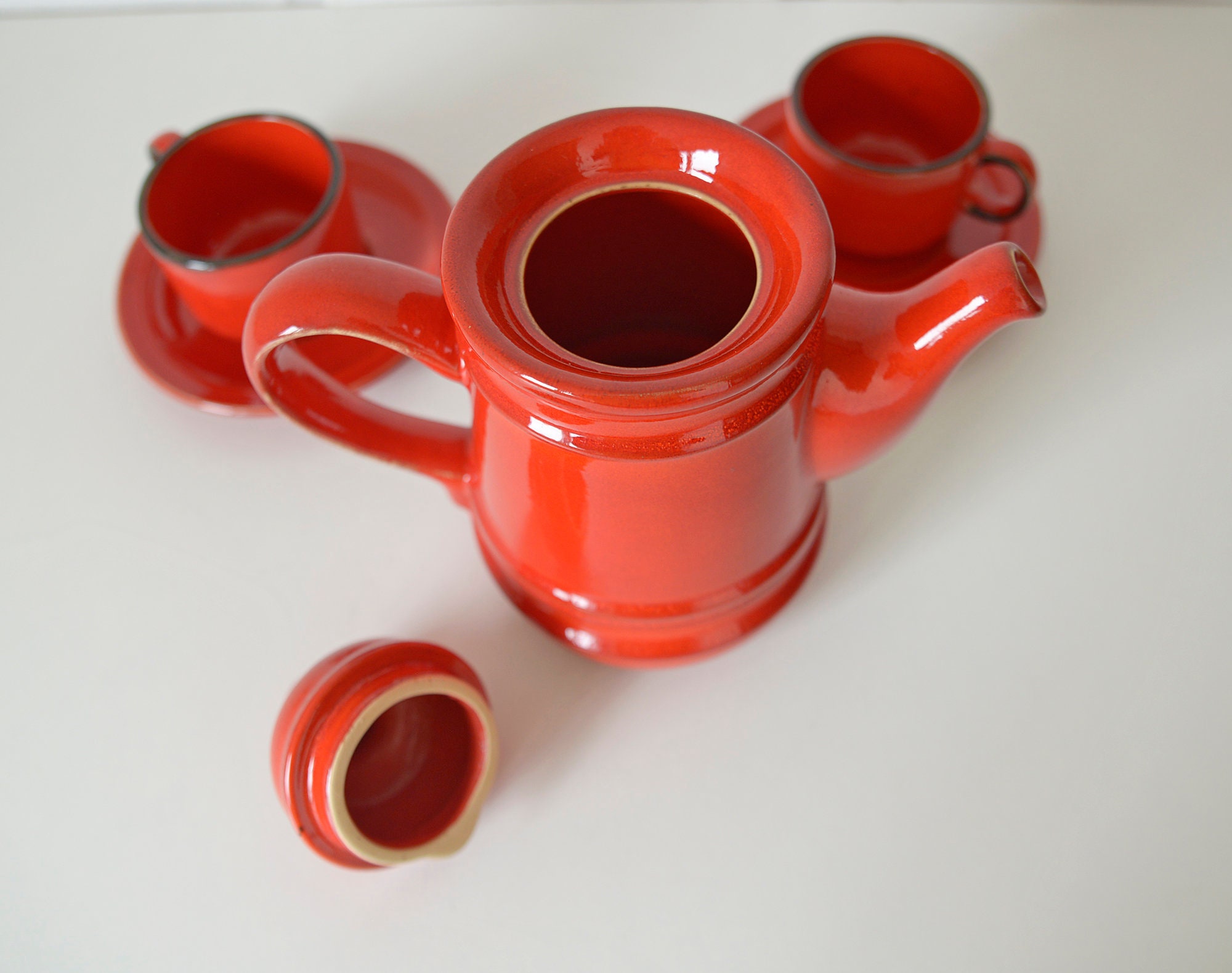 Vintage Teapot and Tea cups / Retro Pottery from 70's / | Etsy