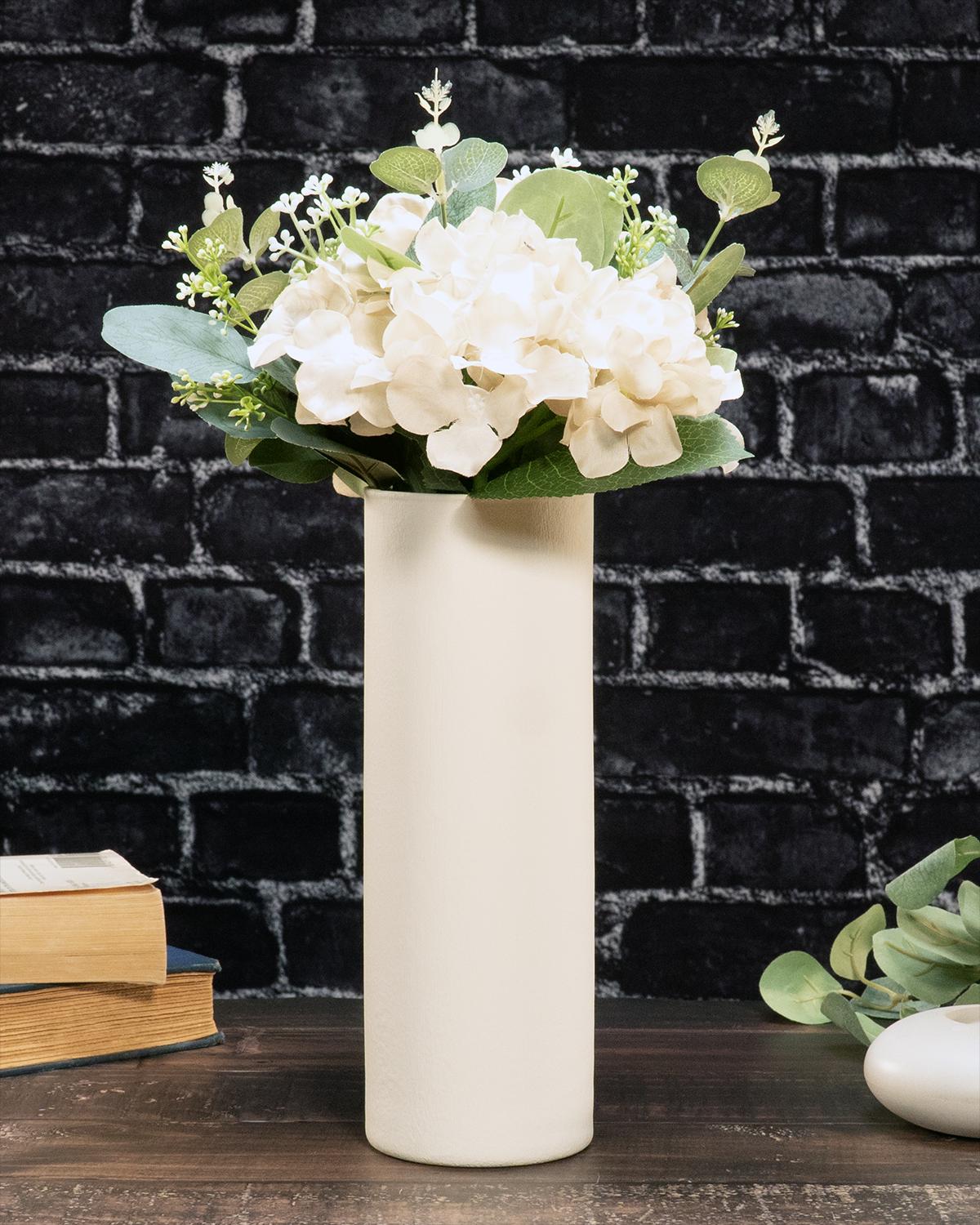 Champagne Hydrangeas in a Modern Cylinder Vase With Greenery - Etsy