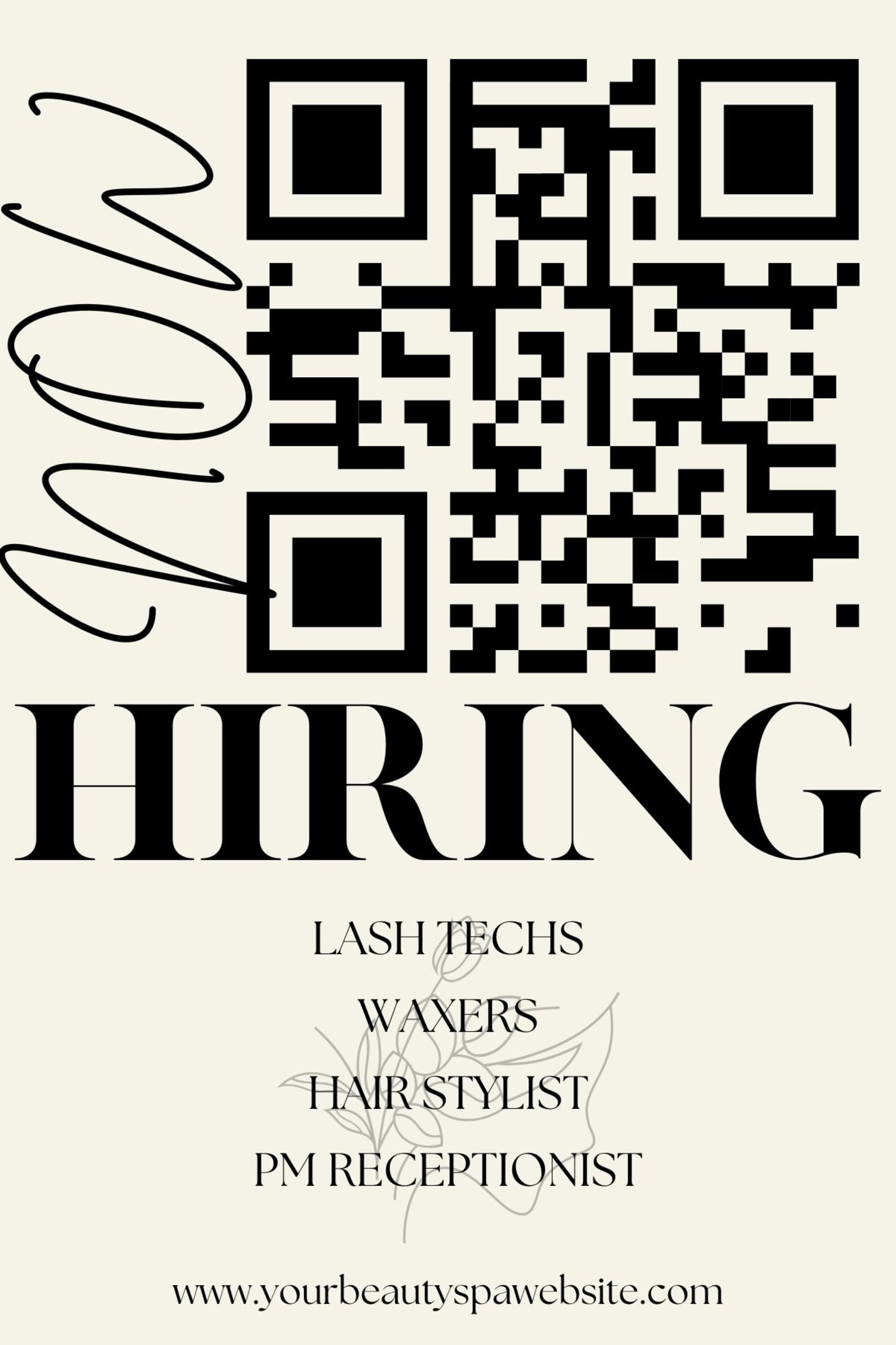 Digital Editable Qr Code Hiring Sign Beauty Spa Medspa Qr Code Sign ...