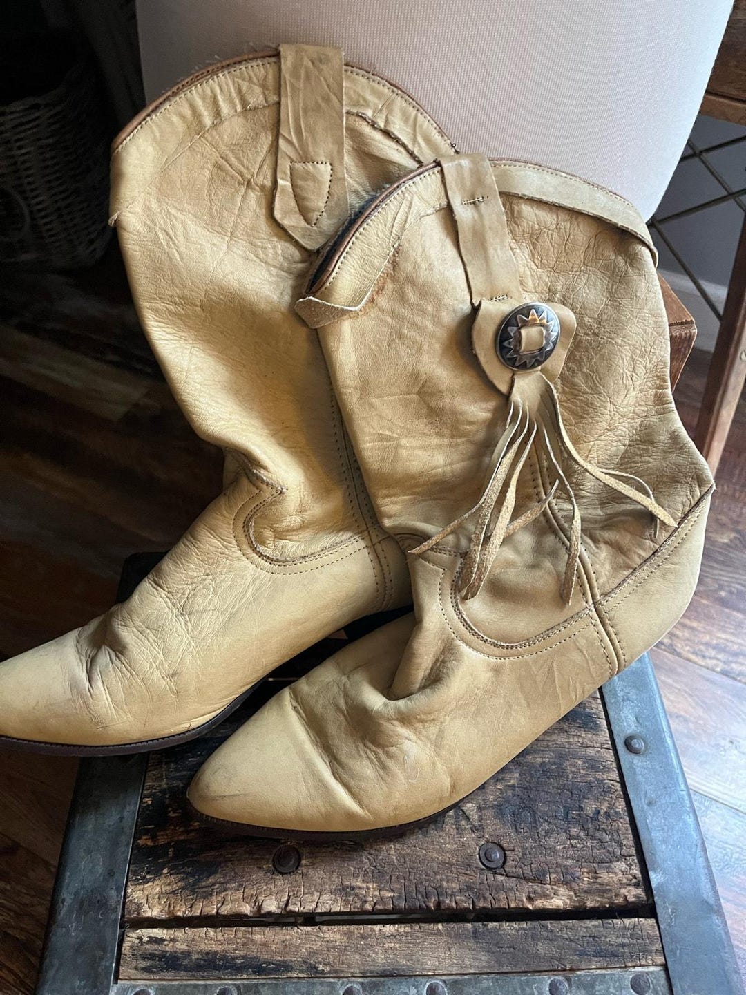 Vintage Acne Ochre Tan Cowboy Boot Southwestern - Etsy