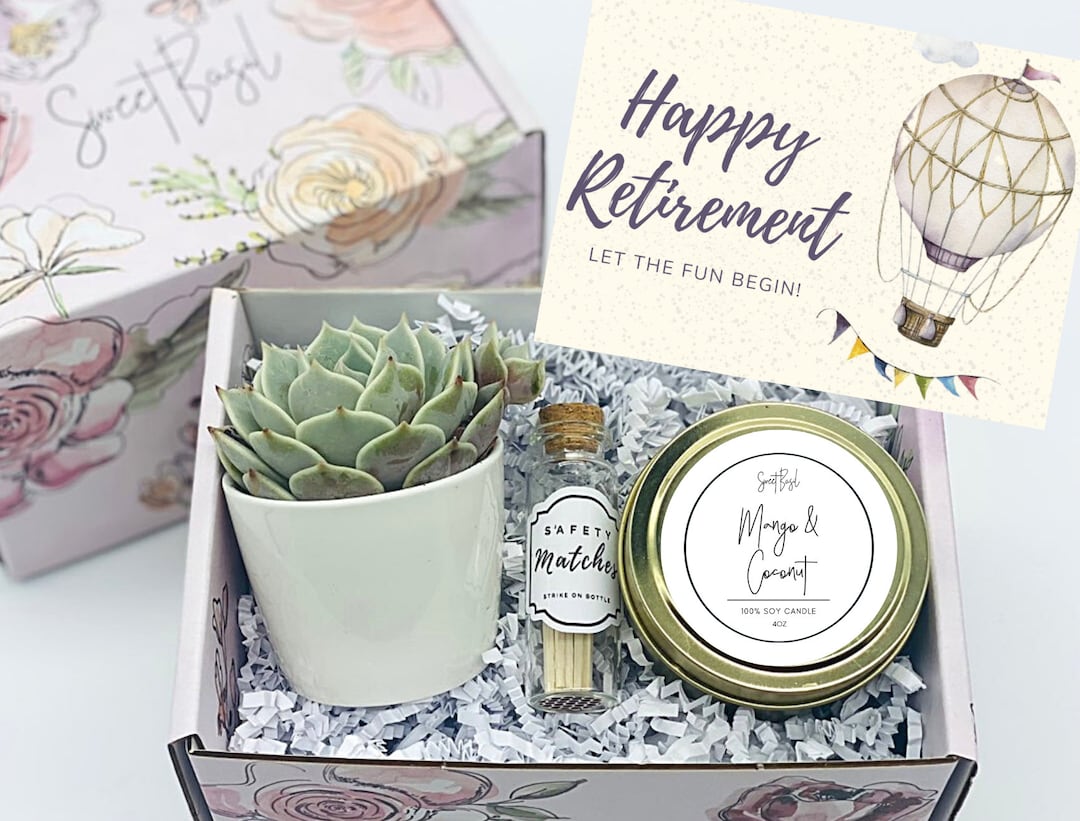 Happy Retirement Gift Box - Retirement Gift Box - Succulent Gift Box ...