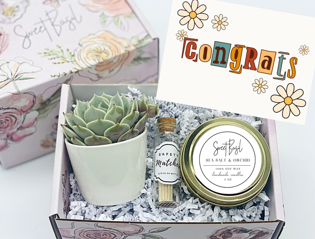 Retro Floral Congrats Box - Congratulations Gift Box - Succulent Gift ...