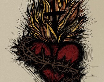 Sacred Heart of Jesus Drawing - Etsy