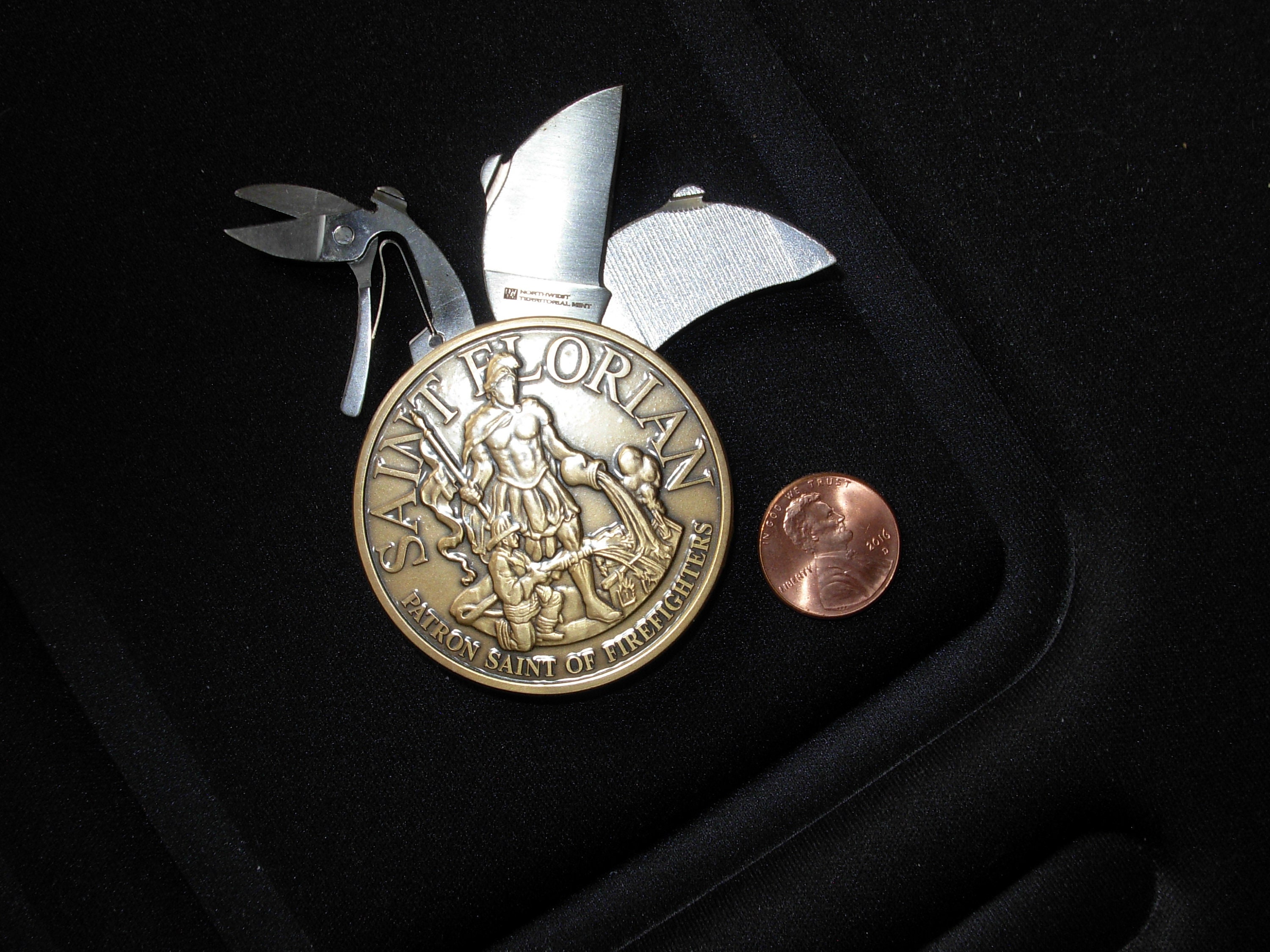 Saint Florian Firefighters Challenge Coin Knife File Scissors Cigar ...