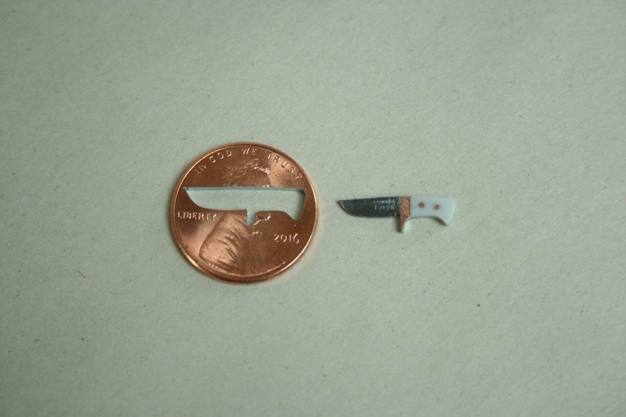 CW SHOEMAKER Miniature Coin Knife Tiny Bowie Knife Made From the Center ...