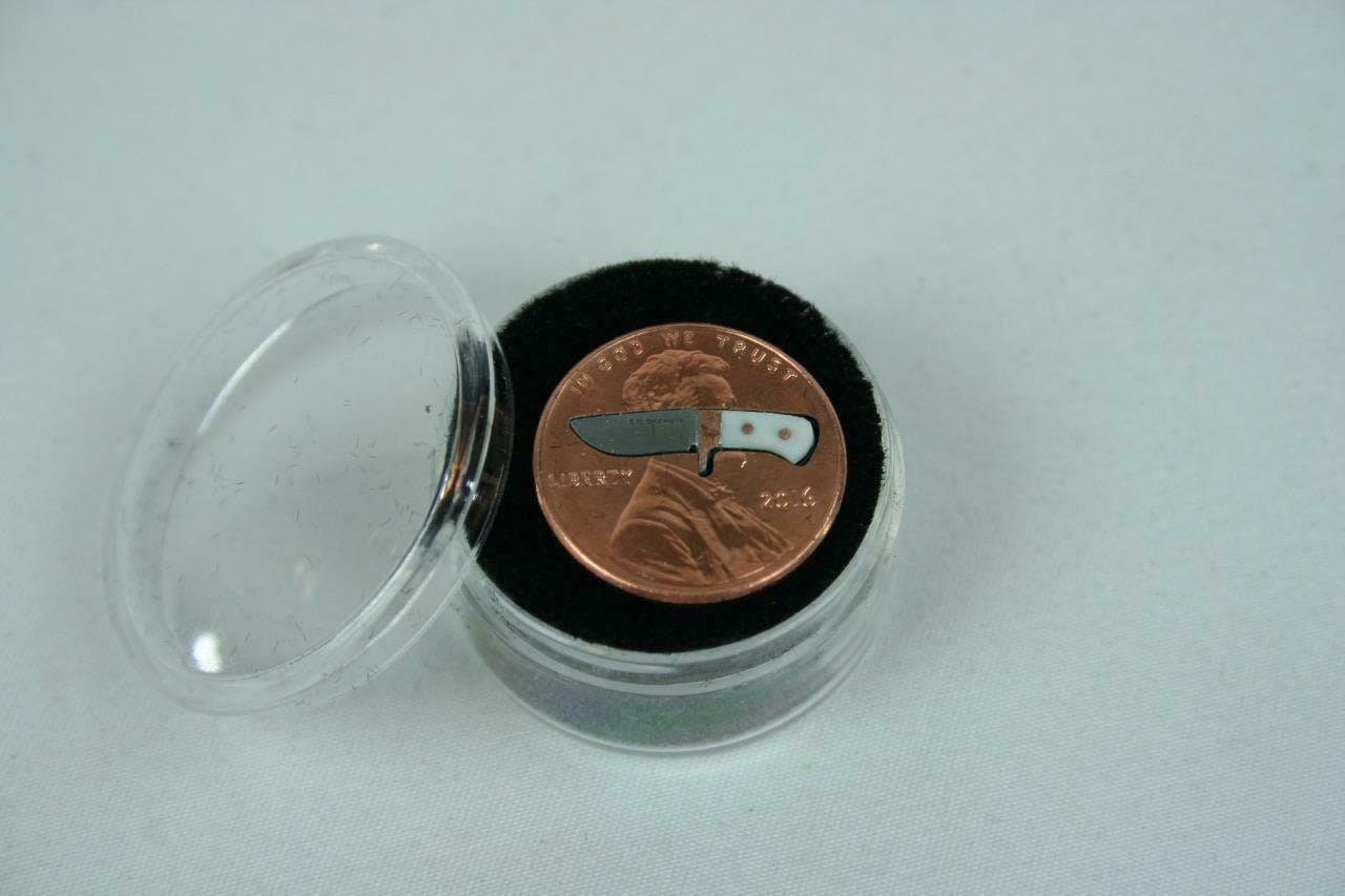 CW SHOEMAKER Miniature Coin Knife Tiny Bowie Knife Made From the Center ...
