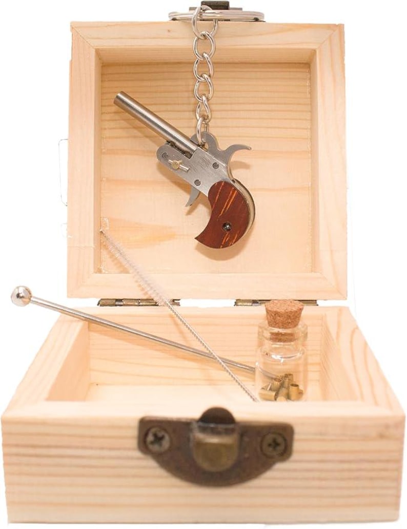 Miniature Derringer 2mm Pinfire Gun Key Chain Model With Bullet Shells ...