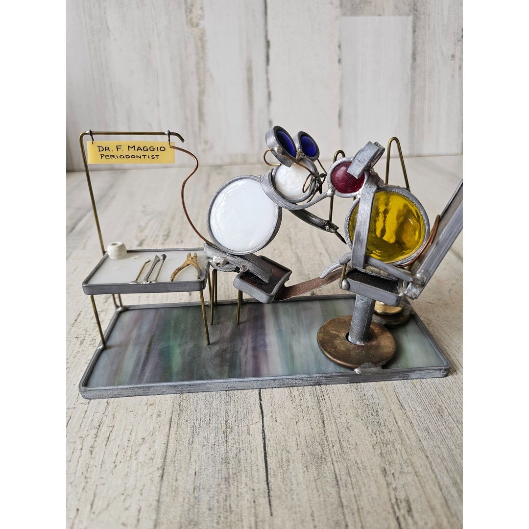Vintage Carl Goeller Stained Glass Periodontist Dentist Mice Unique ...