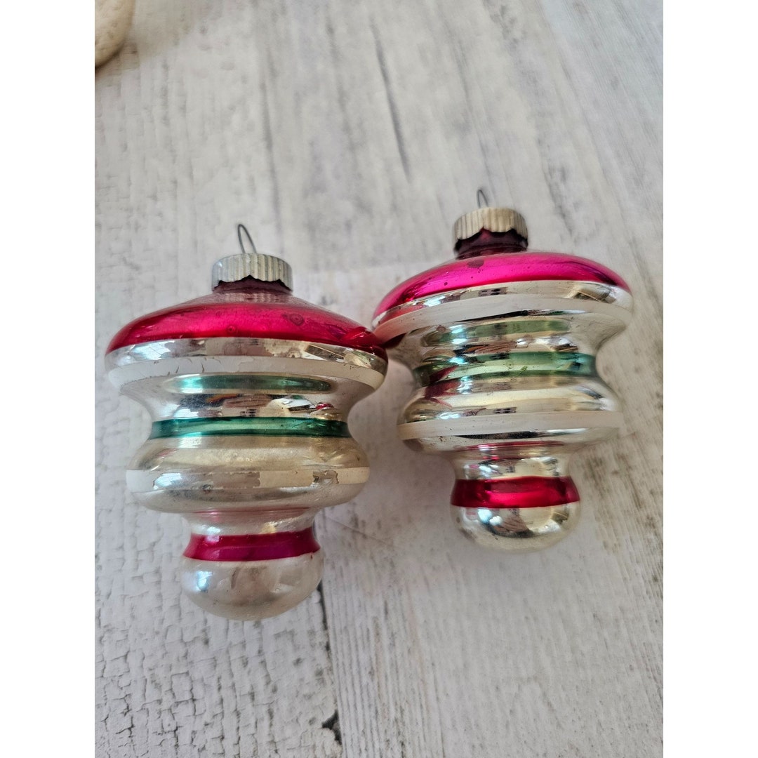 Vintage Radko Shiny Brite Beautiful Topper Red Striped Mercury Glass ...