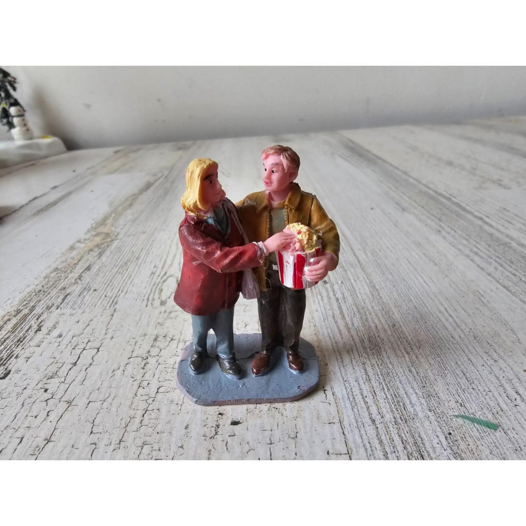 Lemax Popcorn Couple Movie Night Accessory RARE Cinema Xmas Accessories ...