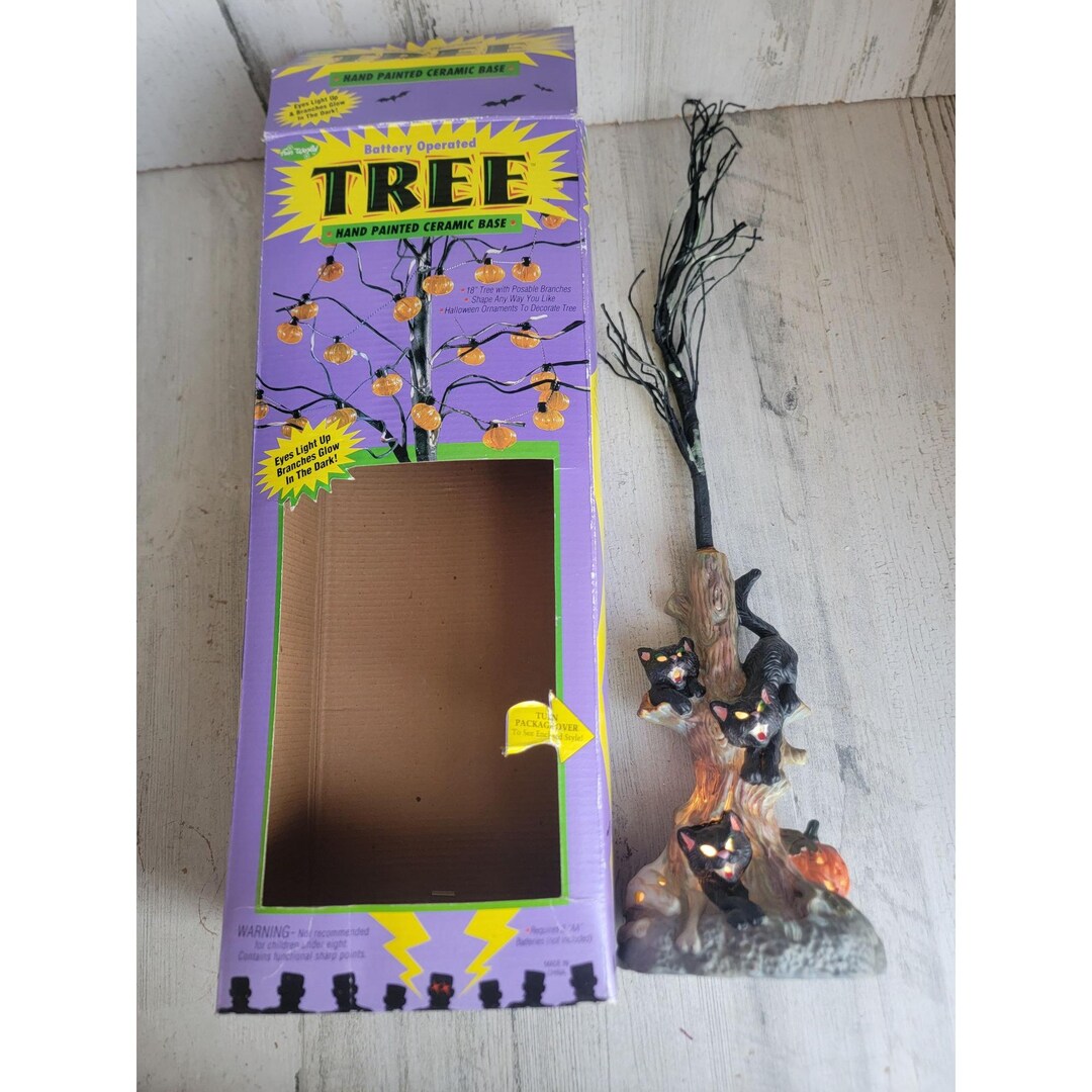 Vintage Halloween Cat Tree Ceramic Home Decor Scary - Etsy