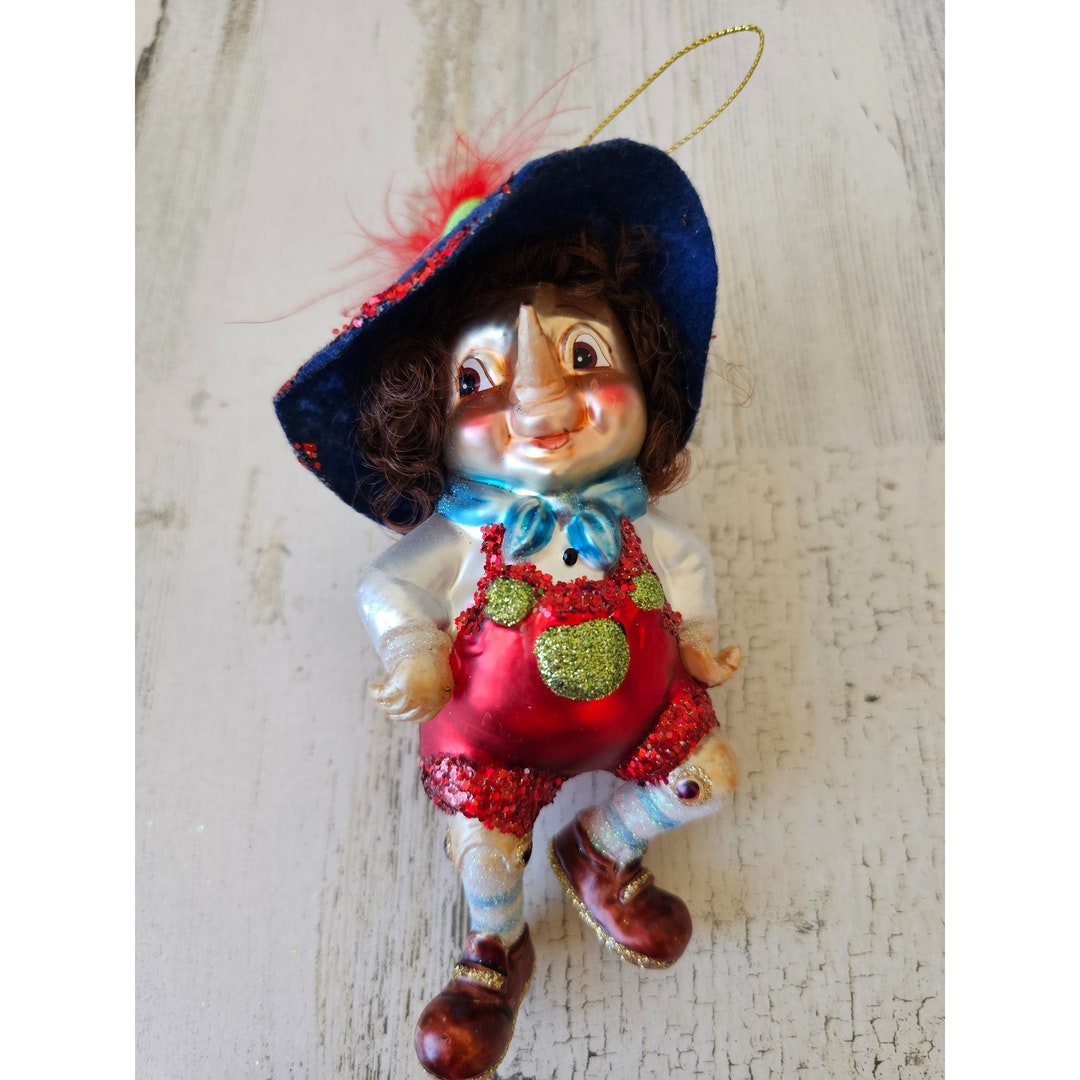Vintage Glass Pinocchio Felt Feather Ornament Xmas Glitter Tree - Etsy