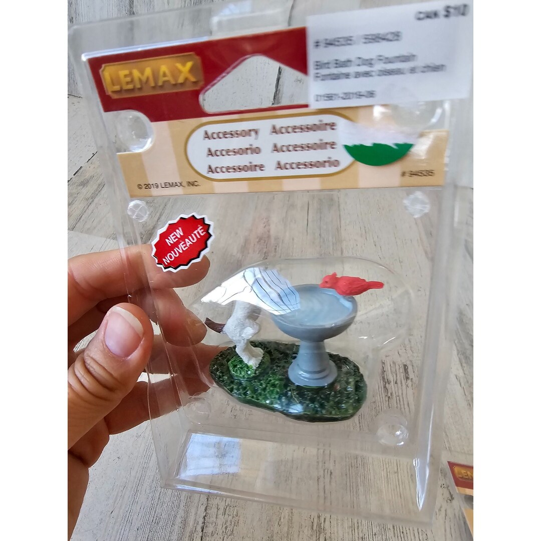 Lemax Bird Bath Dog Fountain Cardinal Puppy New Accessory Xmas - Etsy